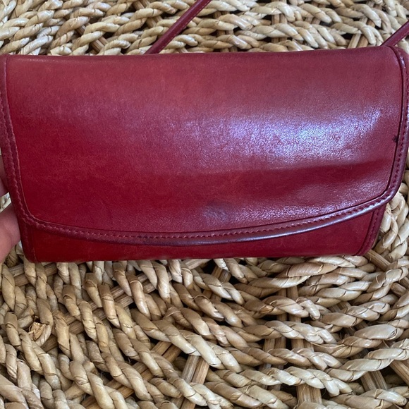 Coach | Bags | Vintage Coach Red Leather Swing Wallet On A String Bag ...